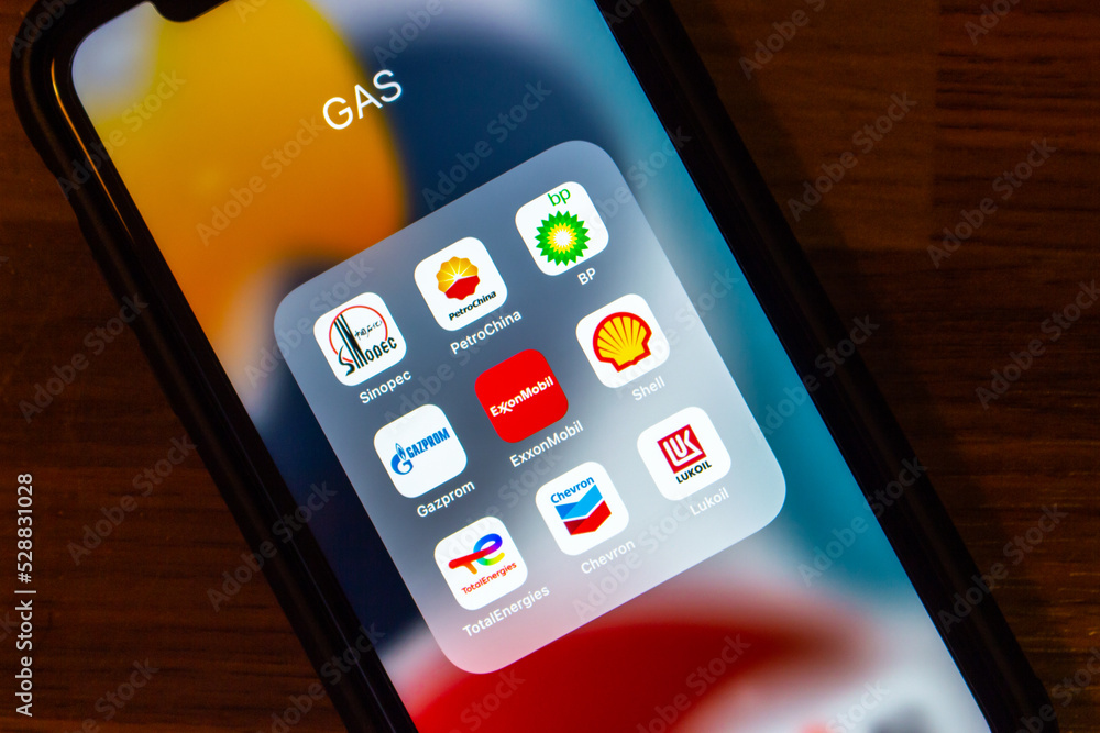 Vancouver, CANADA - Sep 3 2022 : Popular gas company icons on iPhone ...