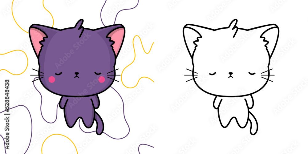 Violet Cat Clipart Multicolored and Black and White. Beautiful Clip Art ...
