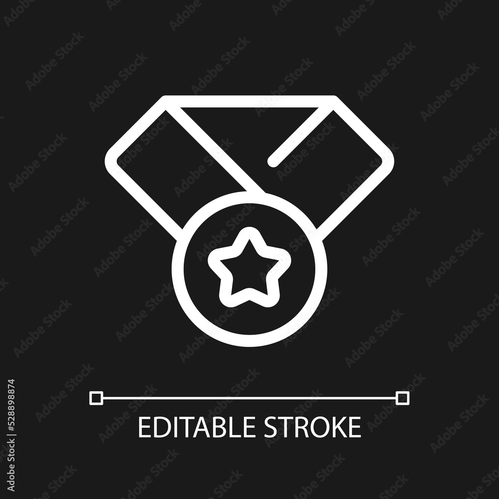 Award badge pixel perfect white linear ui icon for dark theme. Reward ...