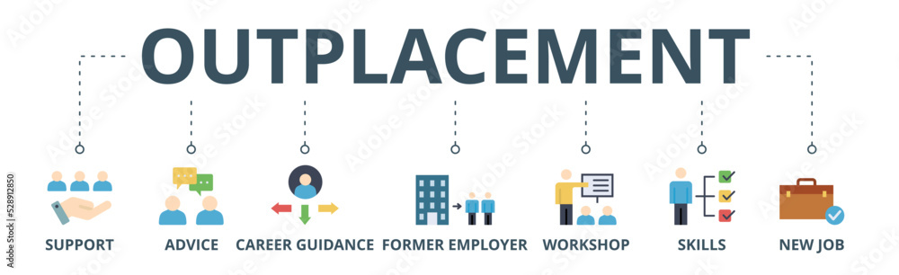 Outplacement banner web icon vector illustration concept with icon of ...