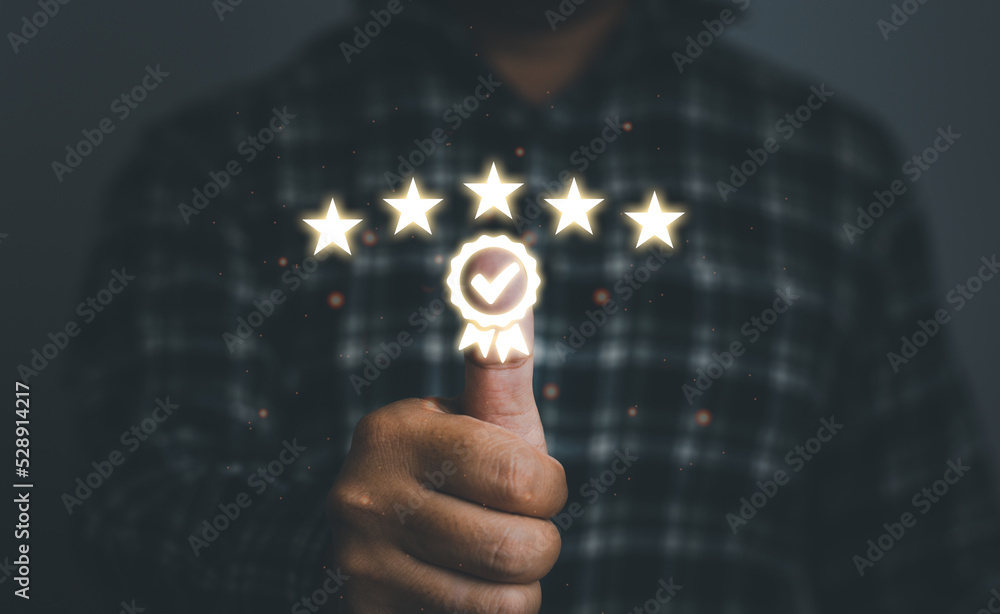 ISO certification and standardization concept,Businessman holding and ...