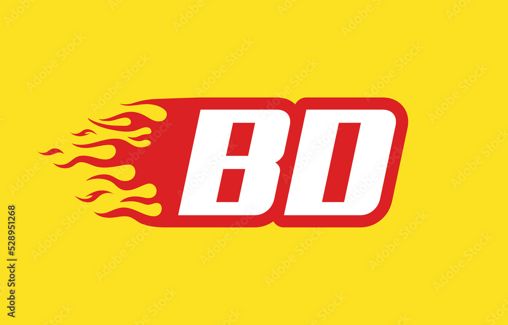 BD or B D fire logo vector design template. Speed flame icon letter for ...