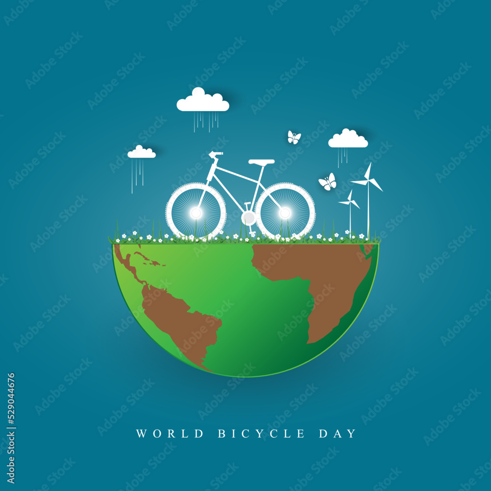 World Bicycle Day. Go Green Save Environment Stock Vector | Adobe Stock