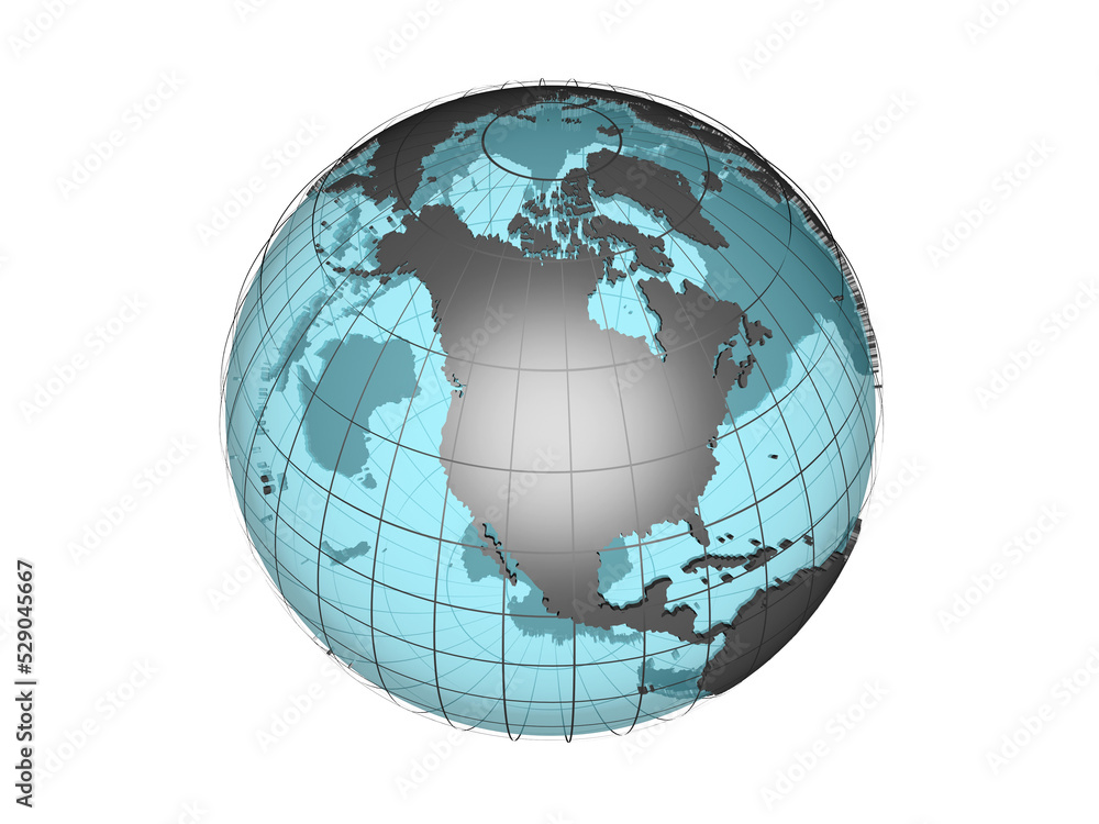 Ilustração Earth world map with stylized transparent globe showing the ...