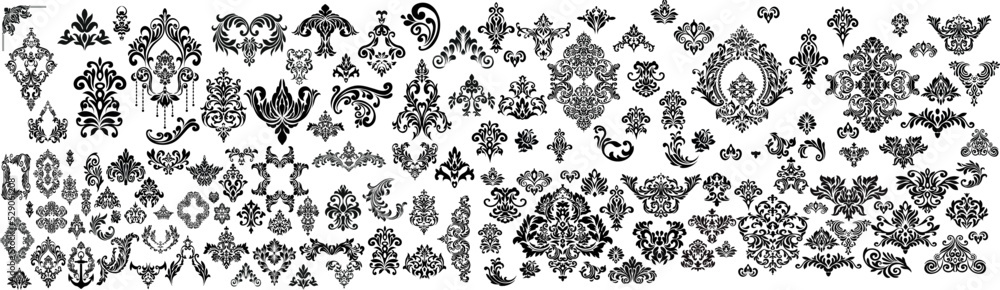 Mega Set of Baroque Design Elements and Ornaments Stock Vector | Adobe ...