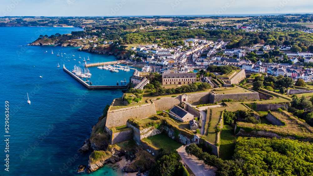 Aerial view of the Citadel of Le Palais built by Vauban on Belle-Île-en ...