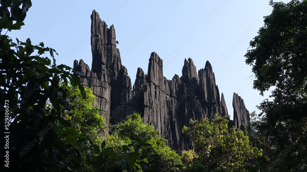 The View of Yana Caves, is known for the unusual karst rock formations ...