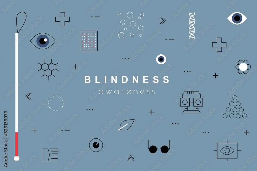 Blindness Awareness, living without sight. White cane. Save Your Vision ...