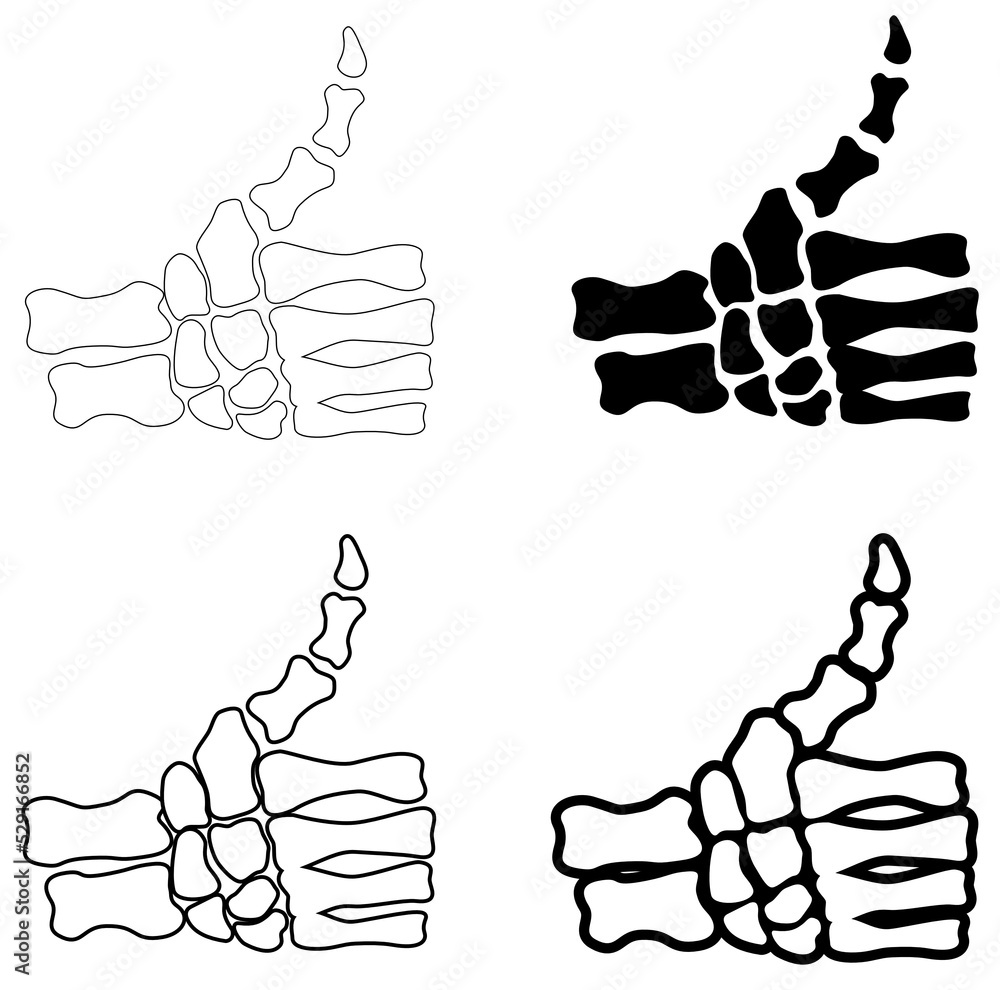 Human skeleton hand. Illustration of a skeleton hand showing thumb up ...