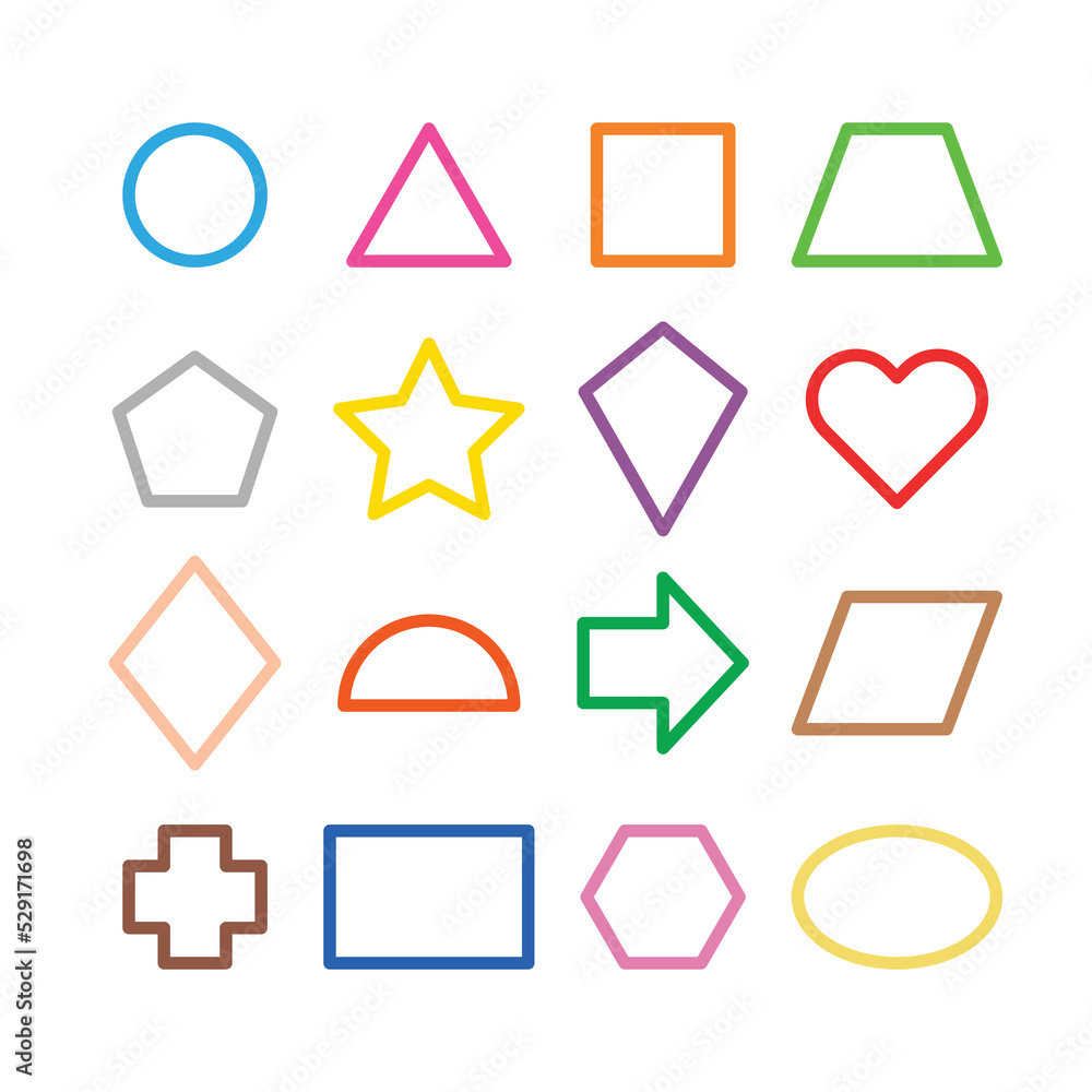 Stock-Vektorgrafik „Collection of basic 2D shapes for kids learning ...