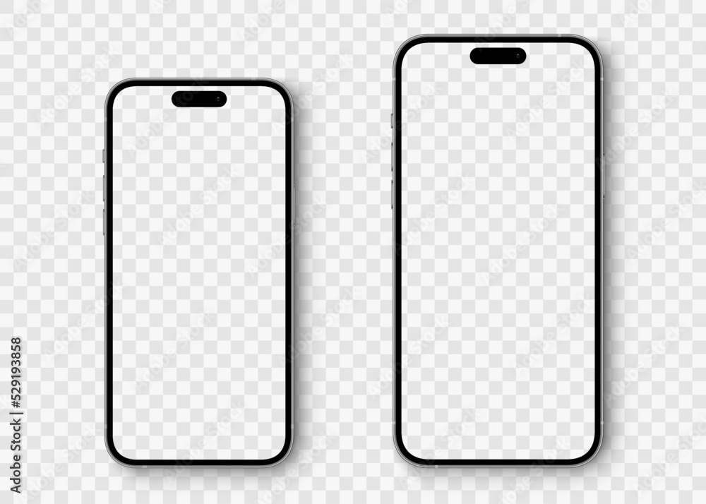 Realistic models smartphone with transparent screens. Smartphone mockup ...