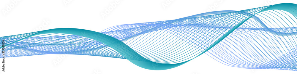 Blue wave swirl swoosh, Undulate dynamic teal color flowing. Sea water, air wind, smooth curve ...