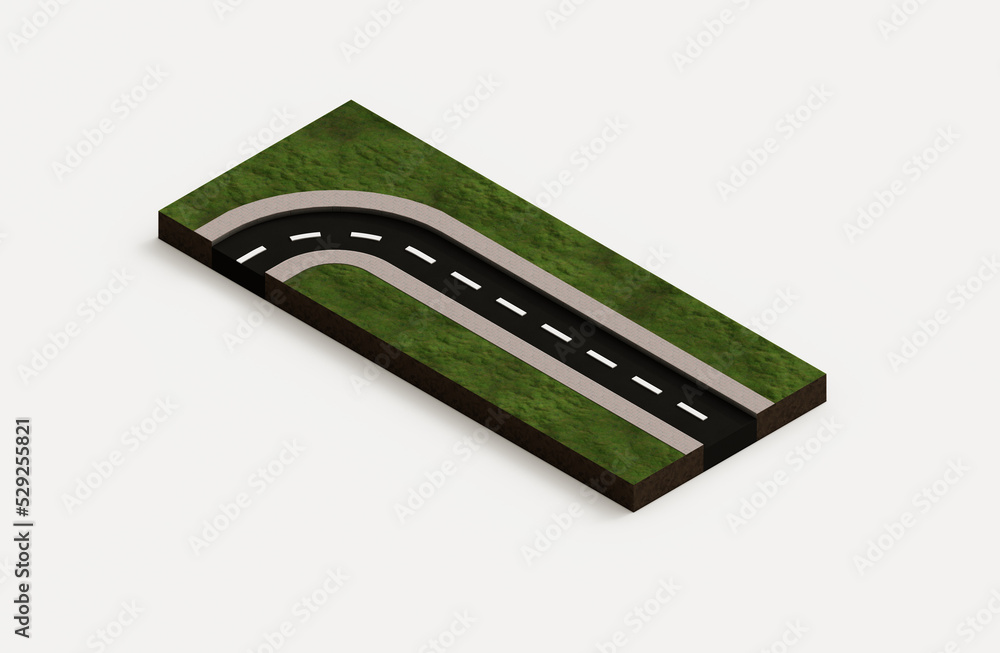 Realistic Asphalt road structure cross section diagram in 3d ...