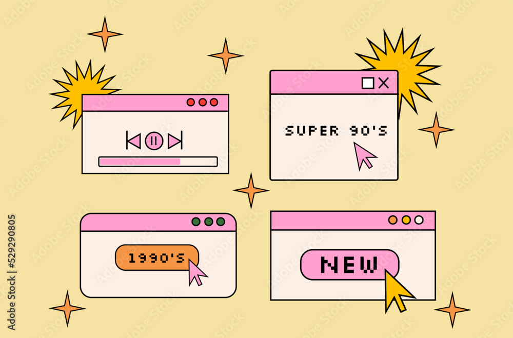 Retrowave y2k template. Old pc game frame. Retro computer aesthetic ...