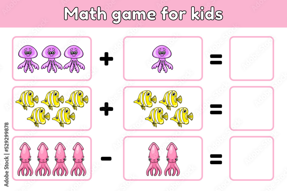 Mathematics educational game for children. Addition and subtraction ...