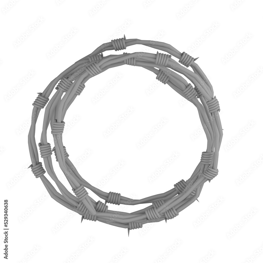 3d silver barbed wire Stock Illustration | Adobe Stock