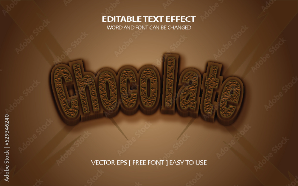 editable 3d text effect chocolate theme vector Stock Vector | Adobe Stock