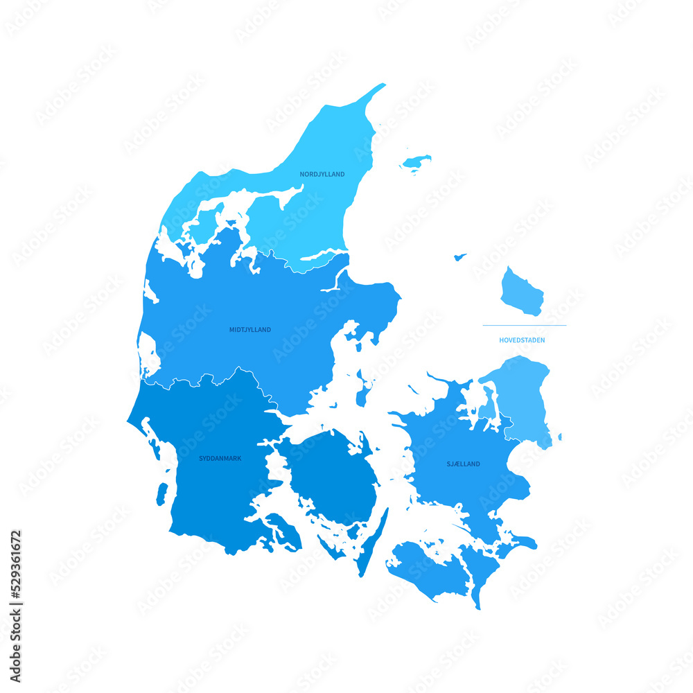 Denmark Regions Map with Editable Outline Vector Illustration Stock ...