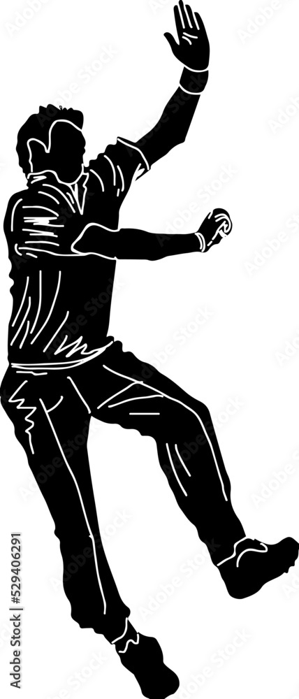 Vector de Stock Vector illustration of Bowler playing t20 match, Sketch ...