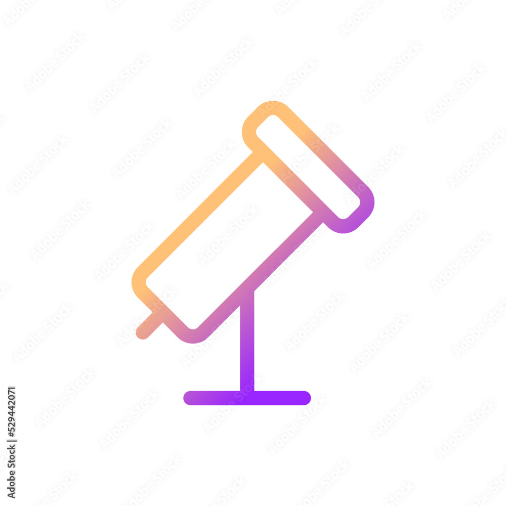 Telescope pixel perfect gradient linear ui icon. Astronomy club. Stargazing program. Science ...