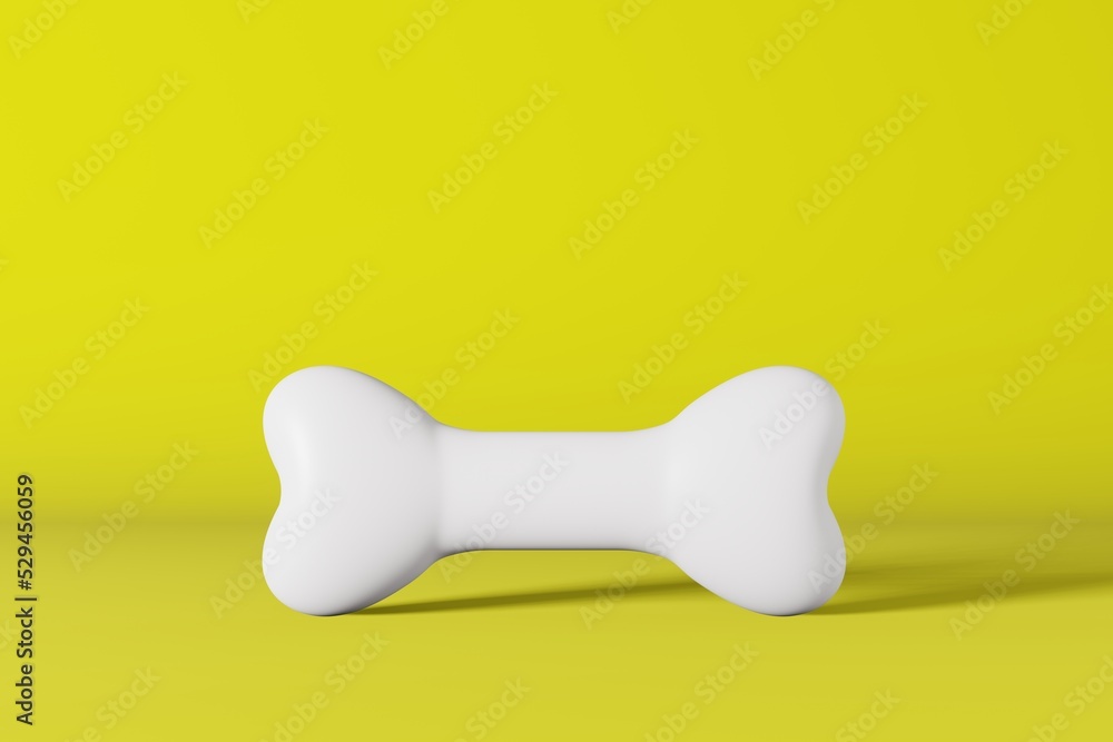 Realistic healthy white dog bone 3d rendering model. Pet shop banner ...