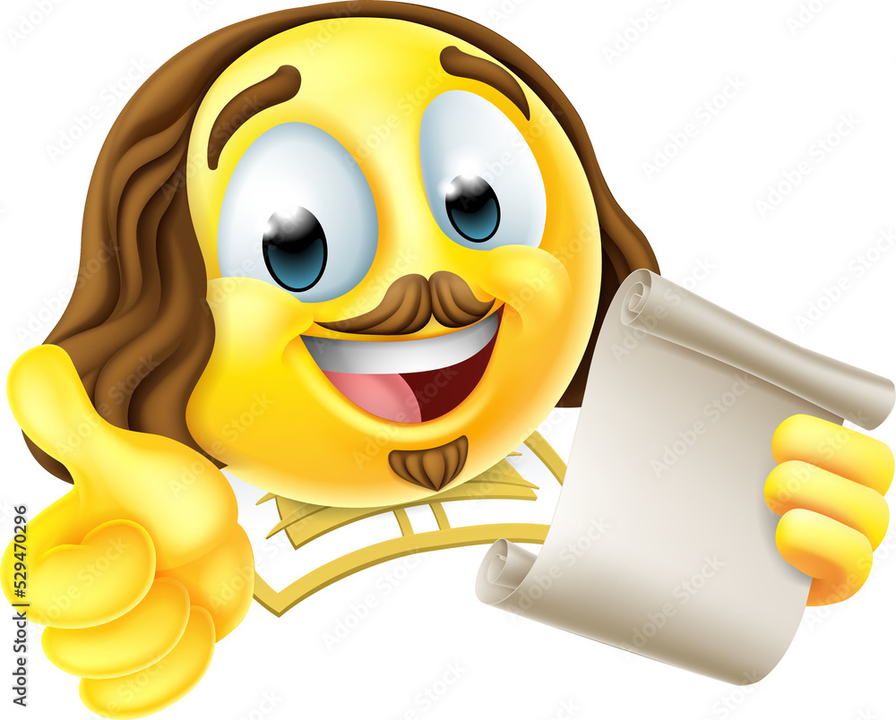 Shakespeare Poet Emoticon Emoji Cartoon Face Icon Stock Illustration ...