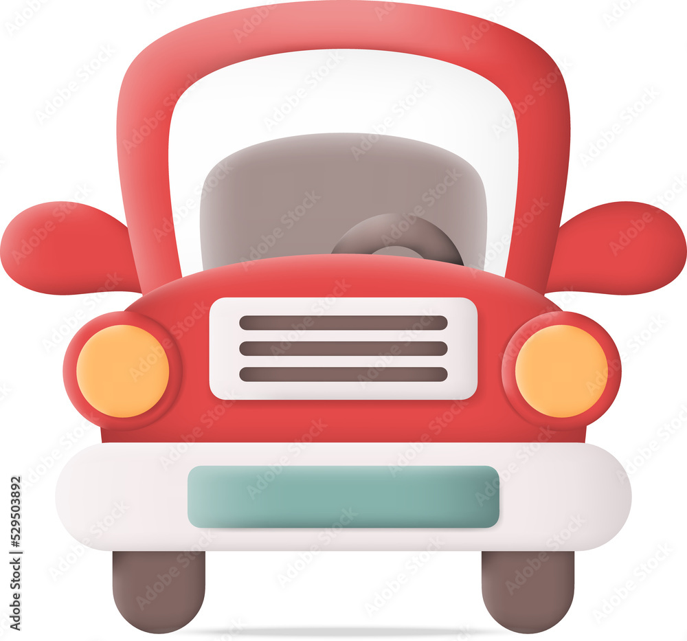 Ilustración de Stock Cartoon Red Car Front View 3D Icon Graphic ...