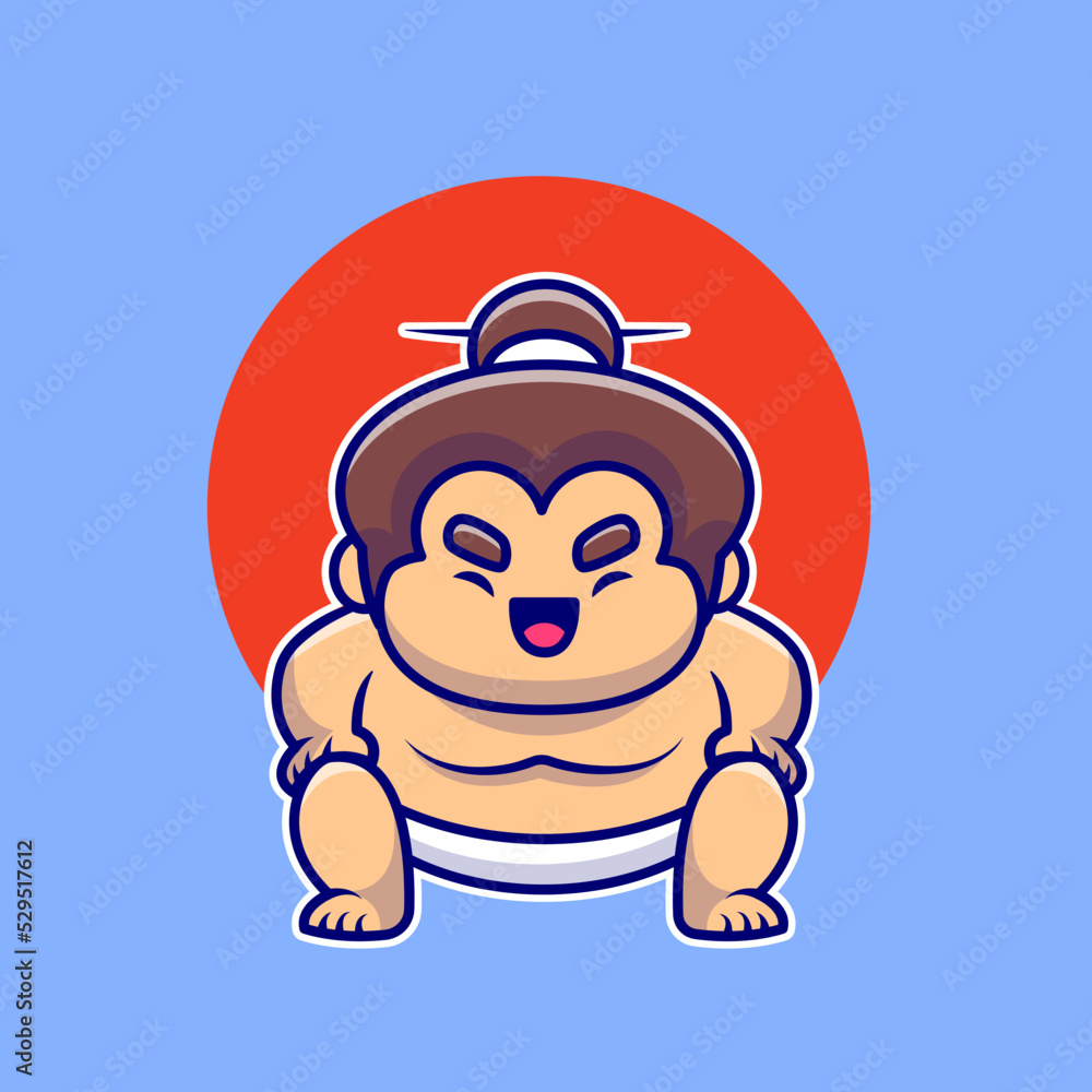Male Sumo Wrestler Cartoon Vector Icon Illustration. People Profession ...