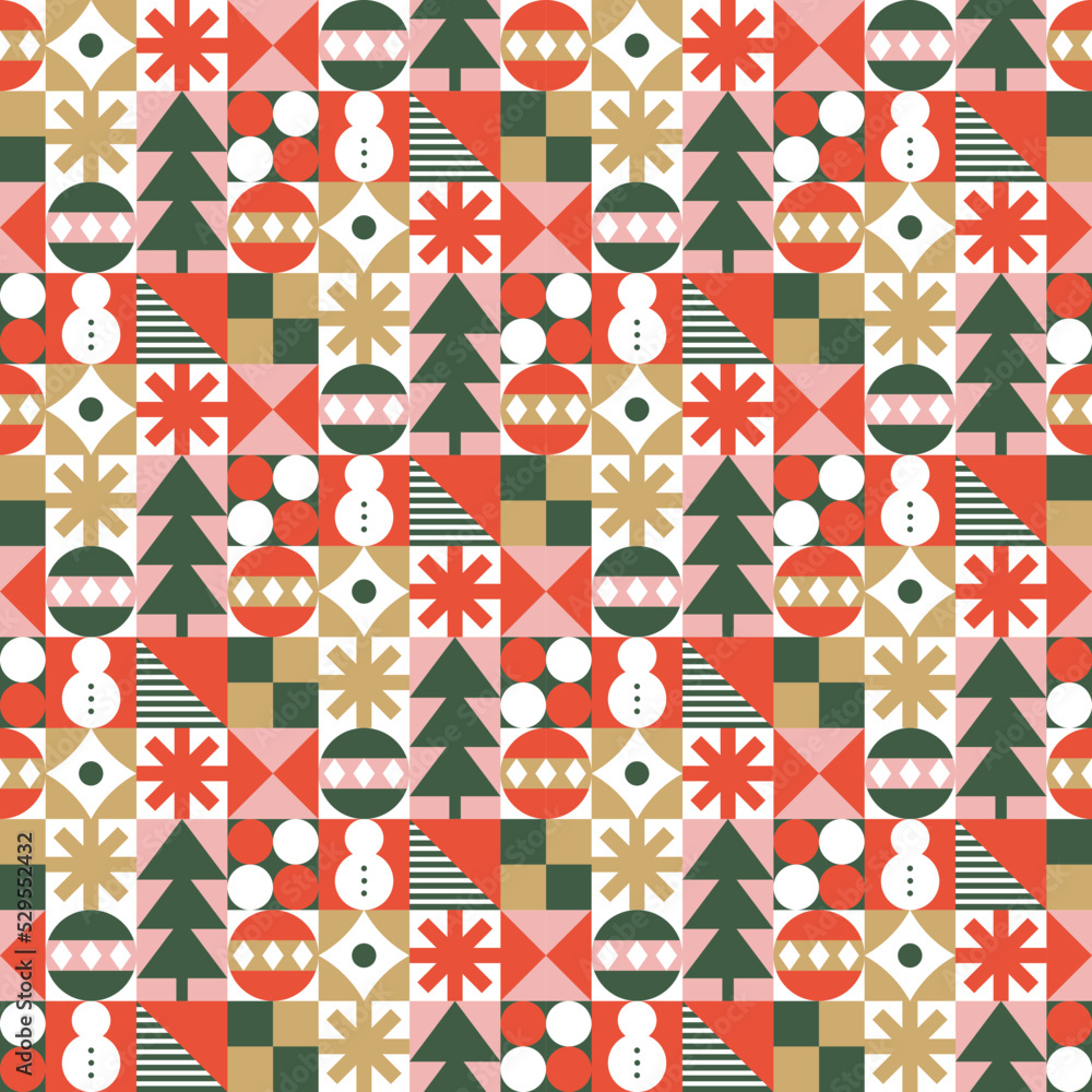 Seamless pattern with geometric Christmas motifs. Repeatable pattern ...