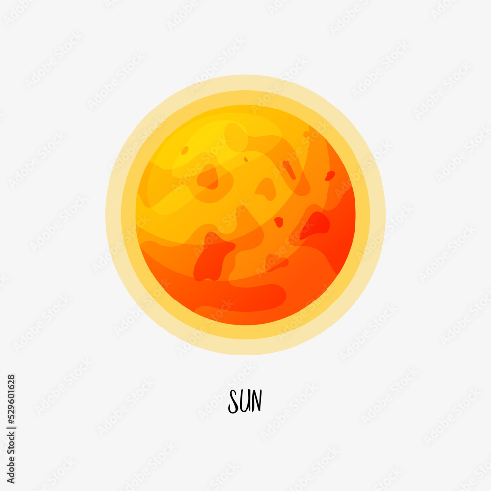 Vector illustration of the solar system planets. Cartoon Sun planet for ...