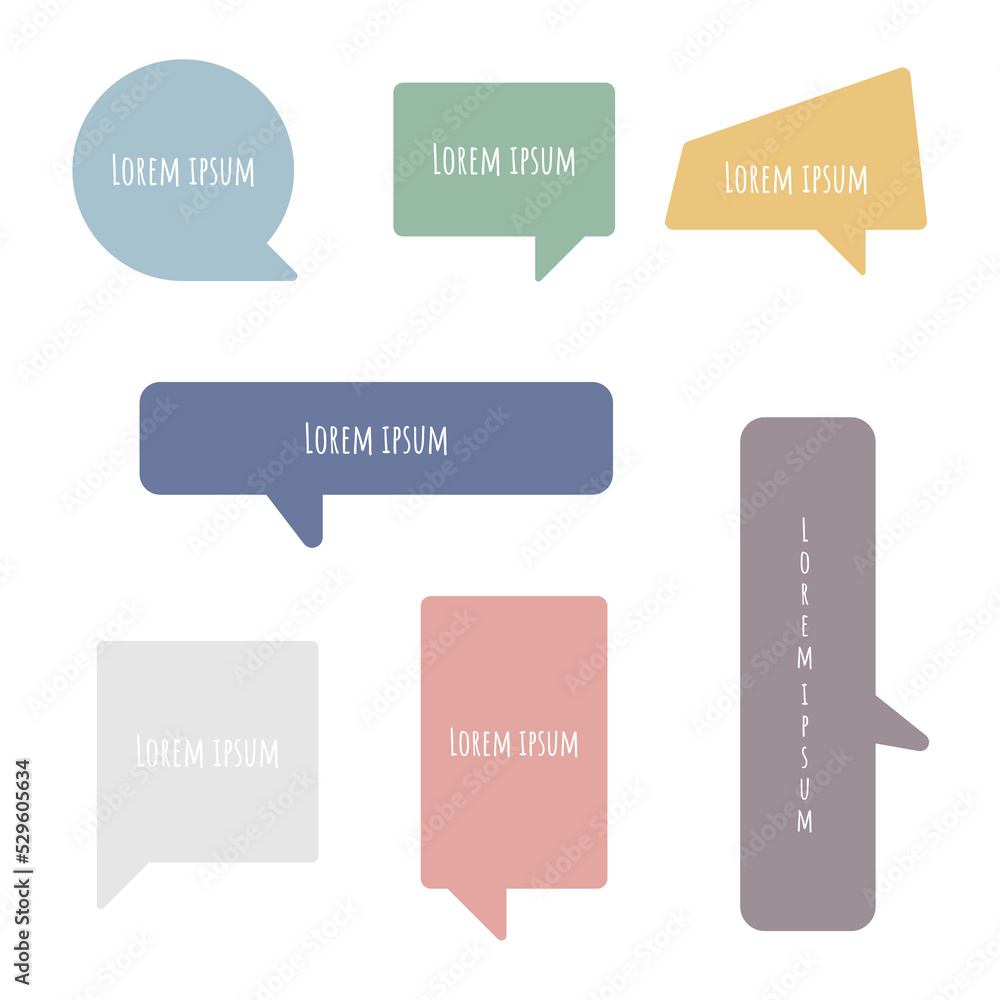 collection set of colorful pastel color, speech bubble balloon, think ...