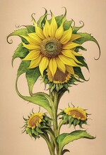 Sunflower Digital Art Painting Free Stock Photo - Public Domain Pictures