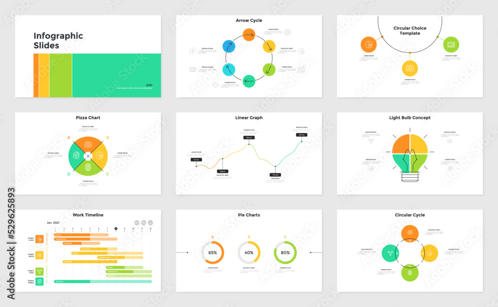 Vector Set of 9 Infographic Templates Stock Vector | Adobe Stock