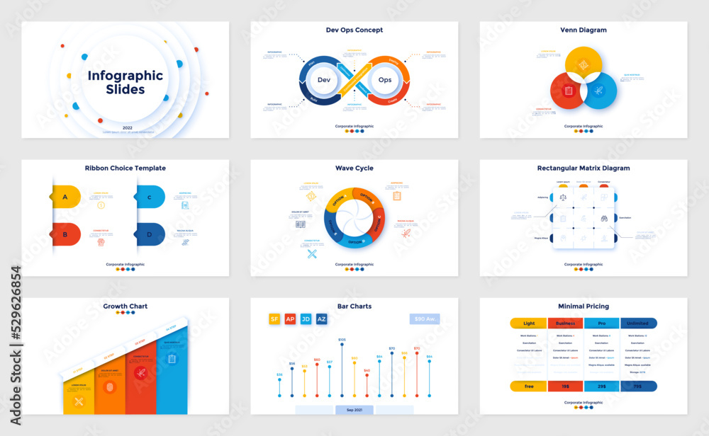 Vector Set of 9 Infographic Templates Stock Vector | Adobe Stock