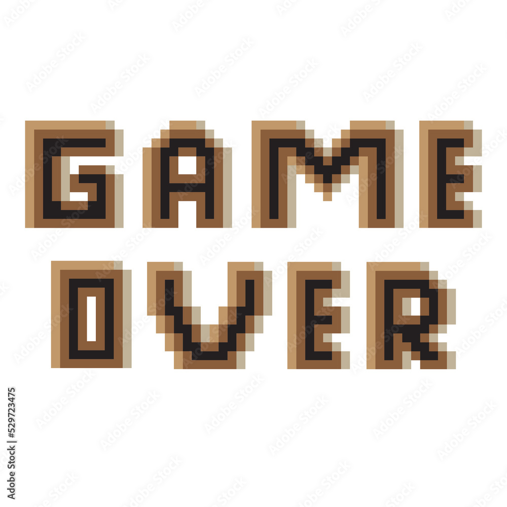 Game over with pixel art on white background. Stock Vector | Adobe Stock