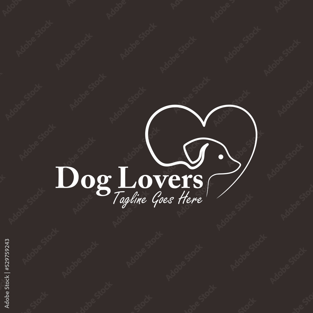 Dog lovers simple line art logo and graphic illustration. Sketch and ...