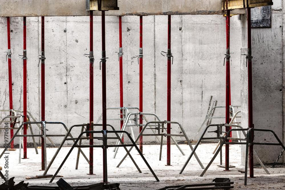 Formwork supports the second floor of a monolithic building ...