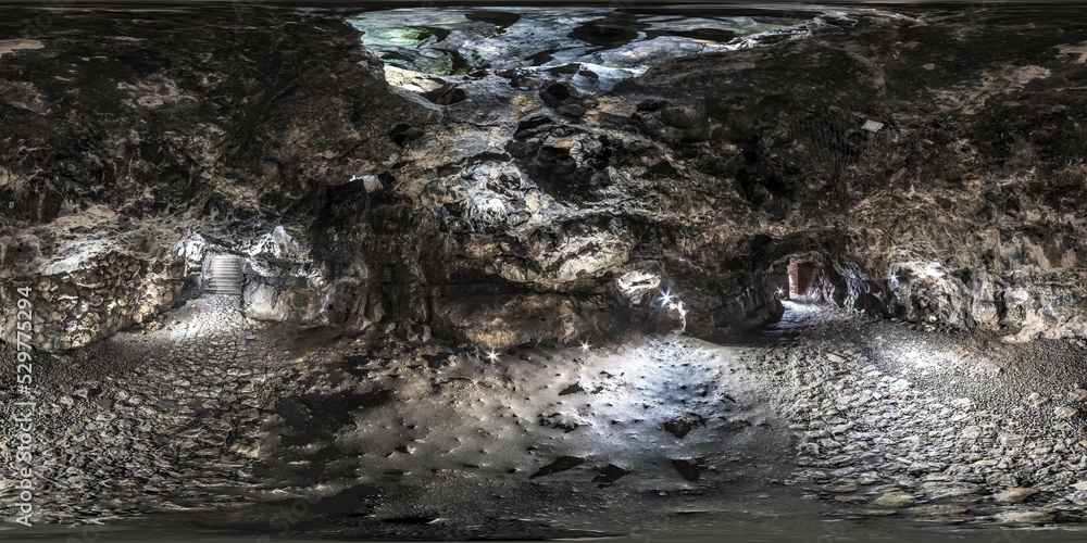 full seamless spherical hdri 360 panorama inside underground dragon pit ...