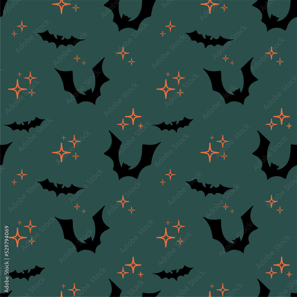 Vector background pattern with silhouettes of bats. Happy Halloween ...