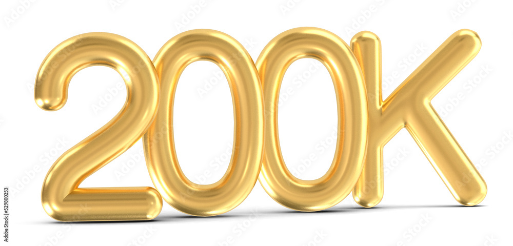 3d golden 200K isolated on transparent background. 3d illustration ...