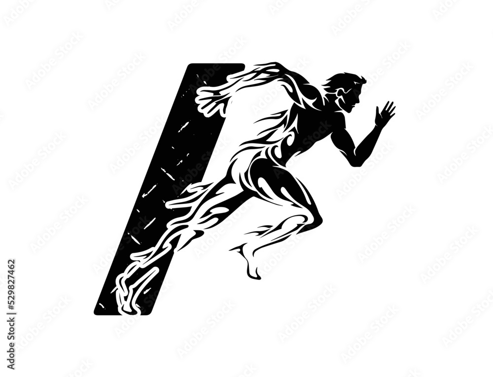 logo vector of run athlete with letter I. Stock Vector | Adobe Stock