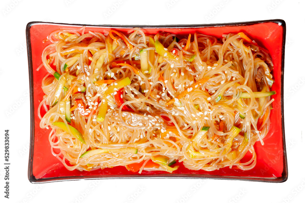 isolated on a transparent background, traditional Korean starch noodles ...