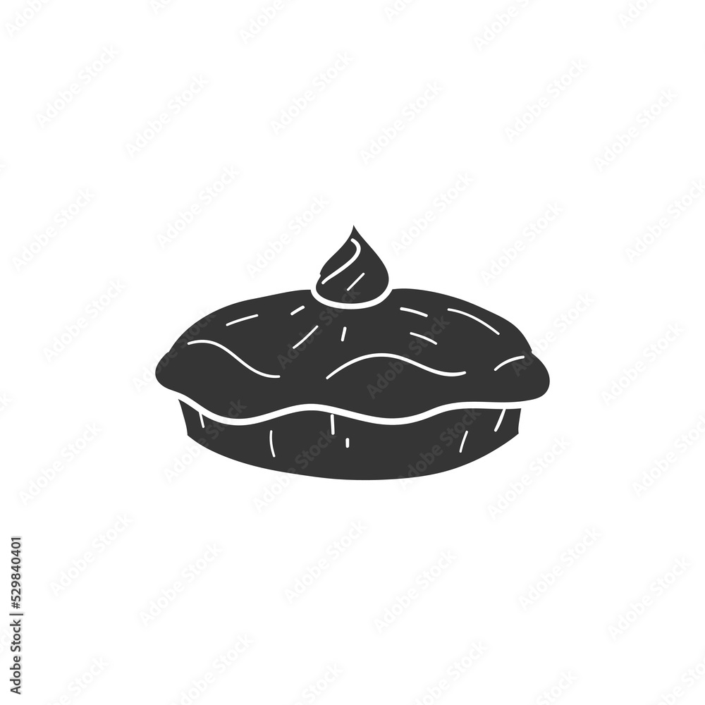 Pie Icon Silhouette Illustration. Cake Vector Graphic Pictogram Symbol ...