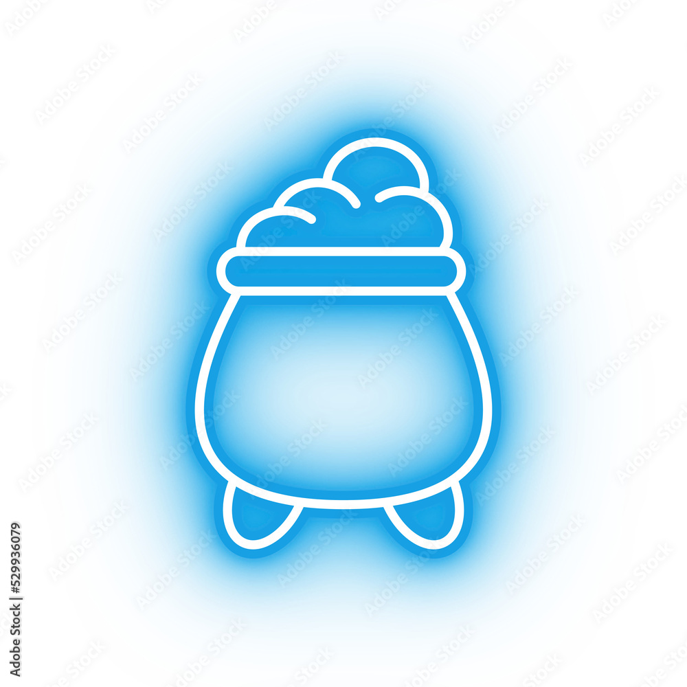 Neon blue cauldron icon, illustration of glowing cauldron on ...