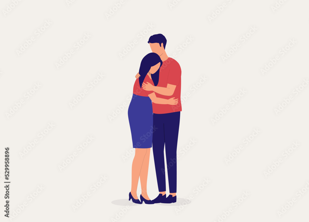 Emotional Married Couple Having Reconciliation After A Fight, Husband ...