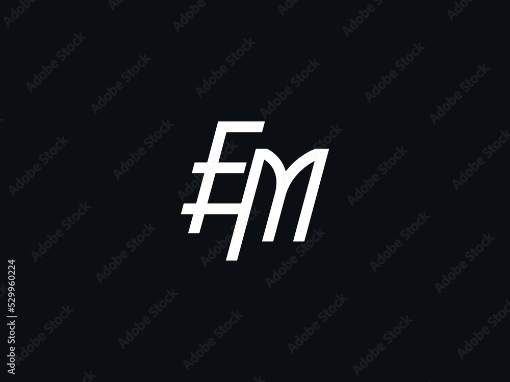 Initial EM Logo Image, Creative Em me Logo Letter Vector Black And ...