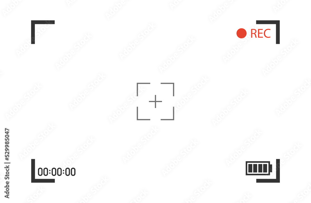 Camera view viewing images. Visual screen focusing. Video recording ...