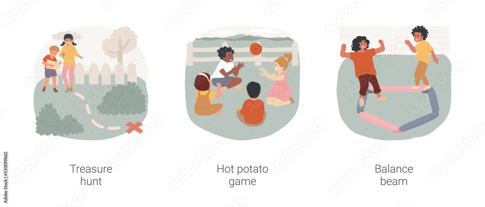 Kids favorite games isolated cartoon vector illustration set. Treasure ...