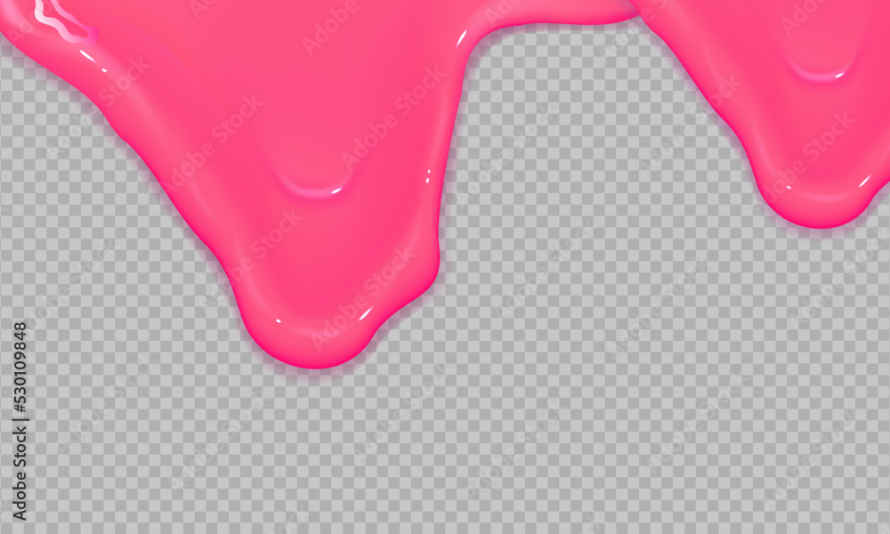 Flowing realistic pink sweet melting icing on transparent background ...