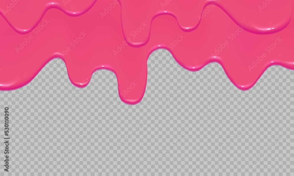 Flowing realistic pink sweet melting icing on transparent background ...
